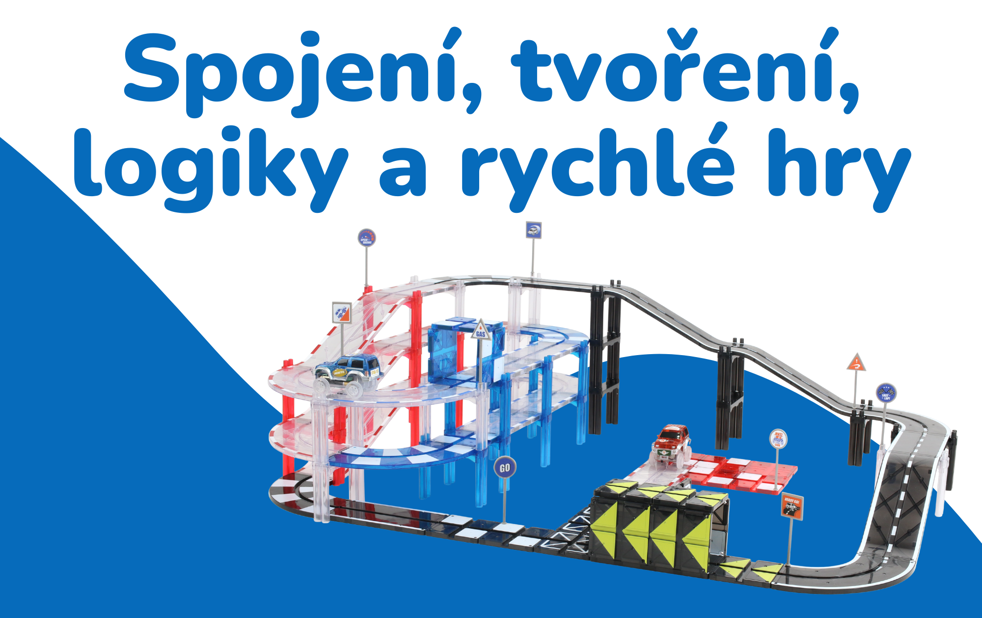 MNTL Magnetická autodráha – závodní stavebnice 72 ks